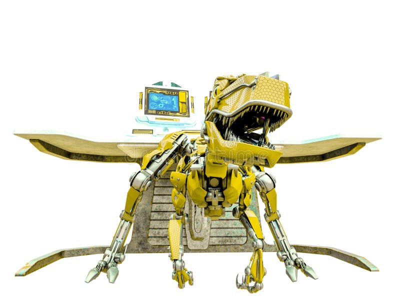Velociraptor Robot Ready To Attack Stock Illustration - Illustration of ...