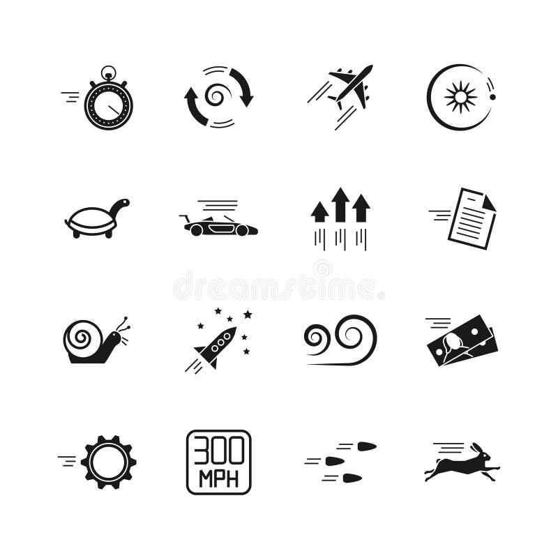 Velocity, Speed and Performance Vector Icons Isolated on White ...