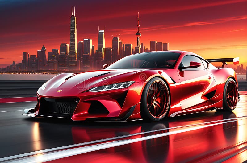 Velocity Unleashed: Sports Car Dominating the Foreground in a Dynamic ...