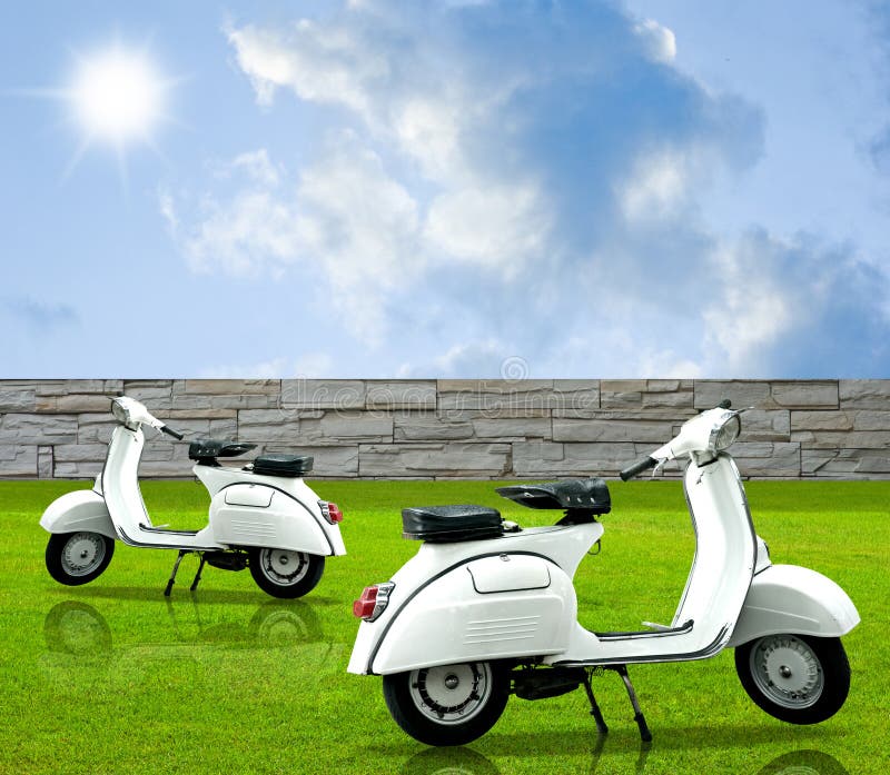 Velomotor Branco Retro No Jardim Imagem de Stock - Imagem de tailândia ...
