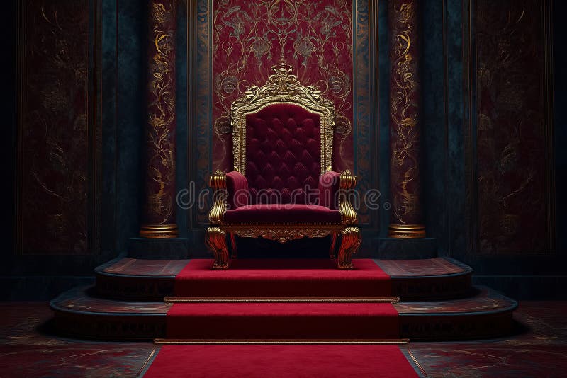 Velvet-covered Throne Set Against an Opulent Backdrop Featuring Rich ...