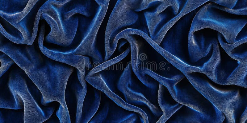 Velvet Fabric Texture in Deep Royal Blue with Soft Folds and a ...