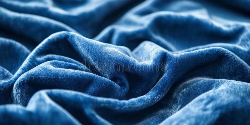 Velvet Fabric Texture in Deep Royal Blue with Soft Folds and a ...
