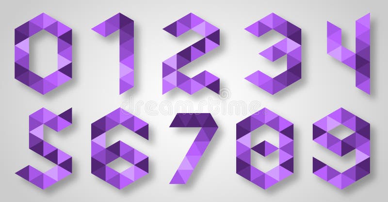 3d Geometric Numbers with Halftone Dots Textures. Stock Vector ...
