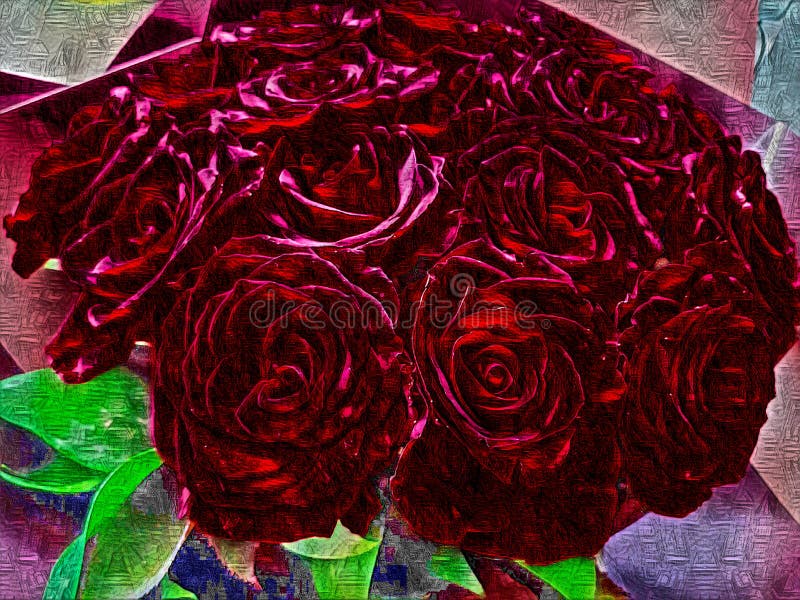 Velvet red roses. Drawing stock photo. Image of purple - 193330338