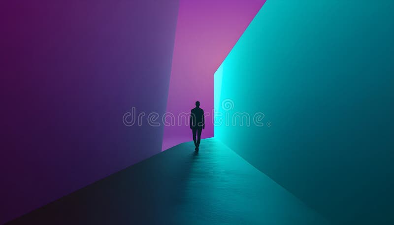 Velvet Rope Opening To a Single Glowing Figure Walking Forward on a ...