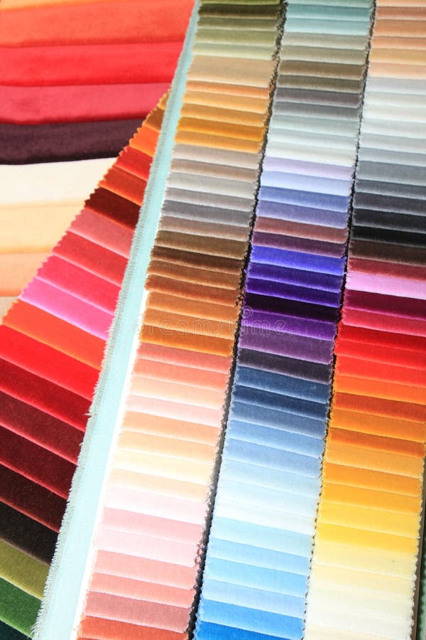 Velvet samples in a store stock image. Image of assortment - 71482533