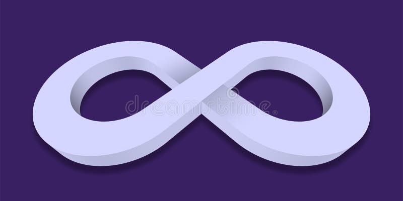 Velvet Violet 3D Infinity Symbol on Dark Violet Background. Endless ...