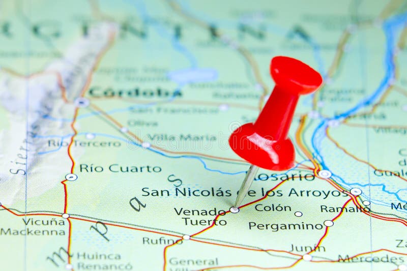 Venado Tuerto, Argentina Pin on Map Stock Image - Image of travel ...