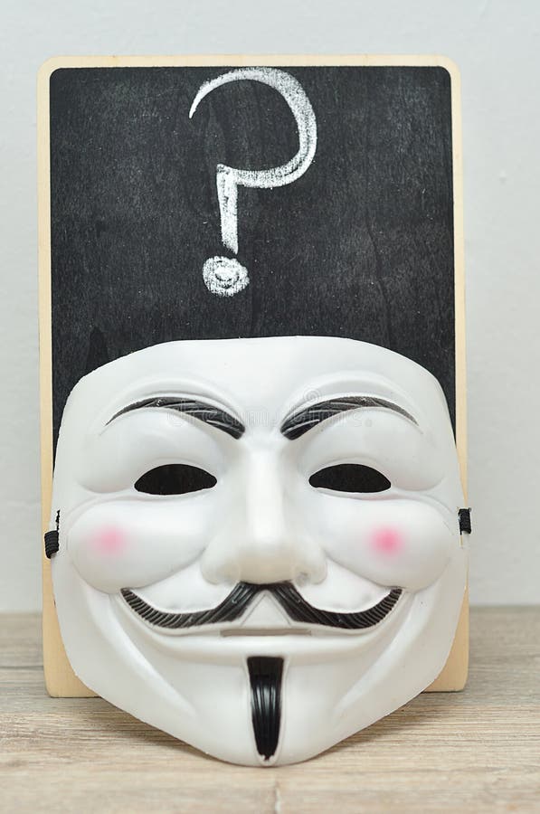Vendetta Mask Displayed with a Blackboard with a Question Mark ...
