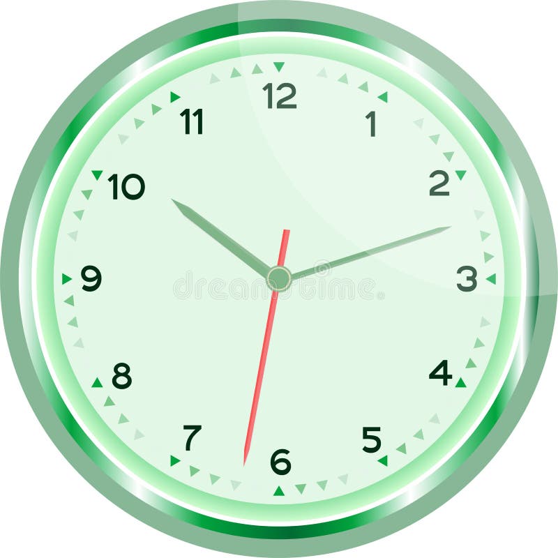 Vendimia Del Verde Del Vector Del Reloj De Pared Aislada En Blanco ...