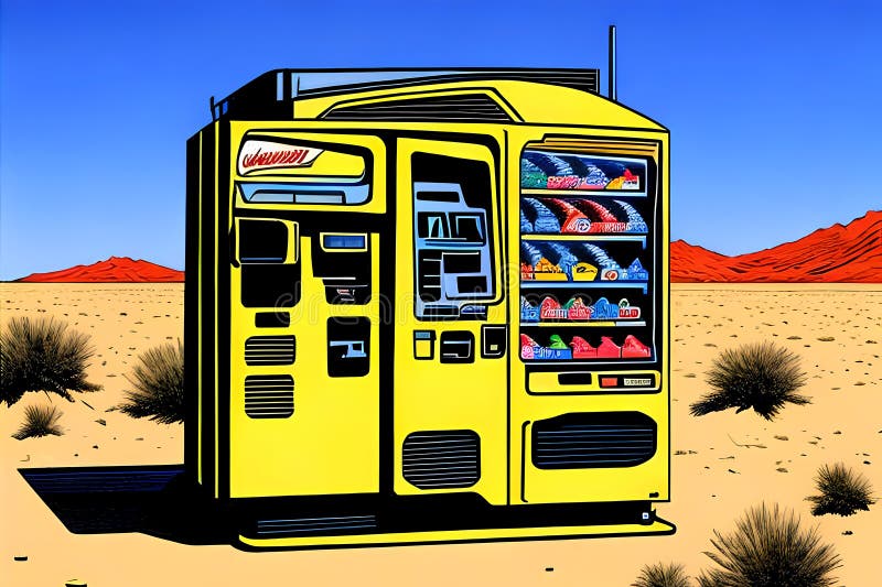 Vending Machine and ATM in the Desert Stock Illustration - Illustration ...