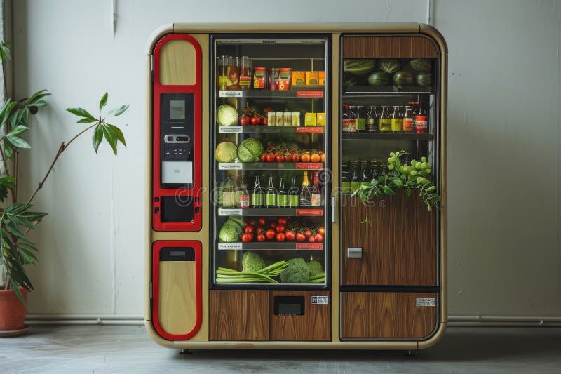 A Vending Machine with a Bench Next To it Stock Photo - Image of ...