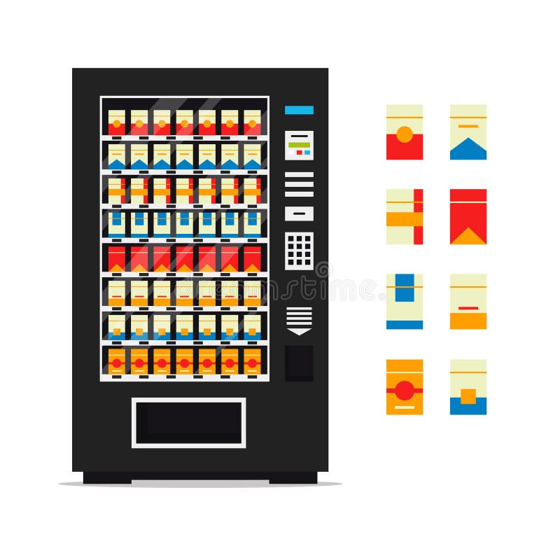 Vending Machine with Cigarettes Isolated on White Background. Vendor ...