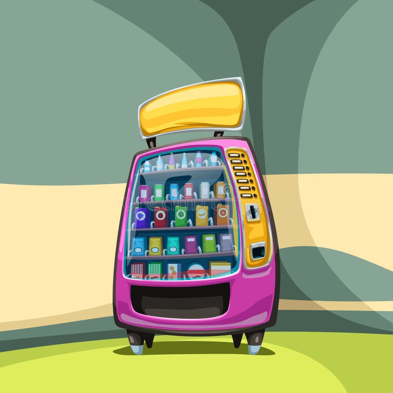 Cartoon Vending Machine Set. Vector Stock Vector - Illustration of ...