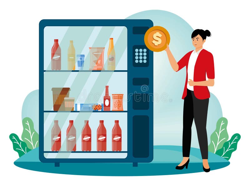 Vending Machine Concept. a Modern Vending Machine with a Person Making ...
