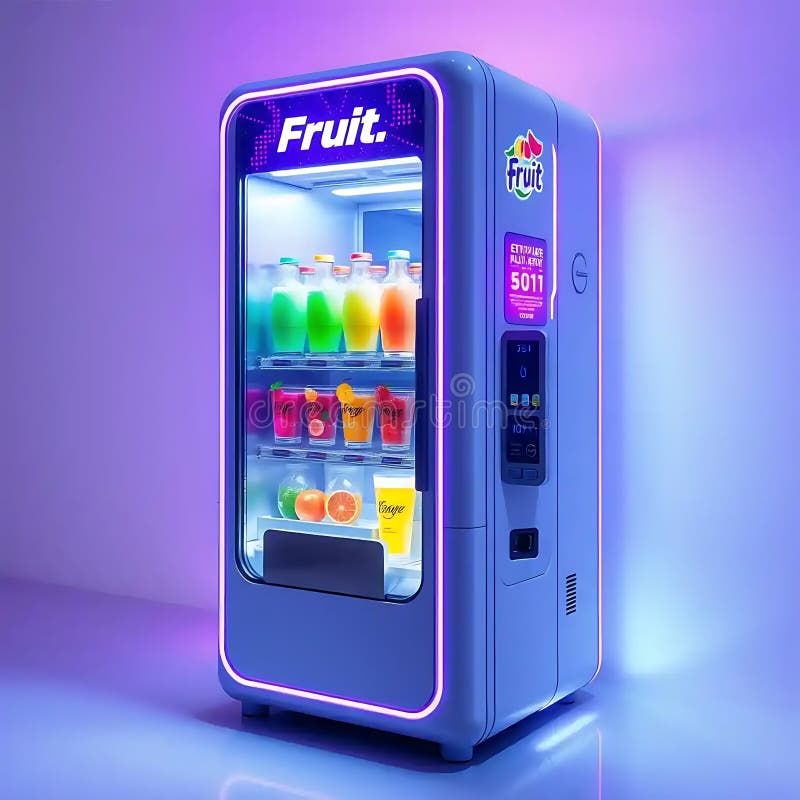 A Vending Machine Displays Various Colorful Drinks in an Environment ...