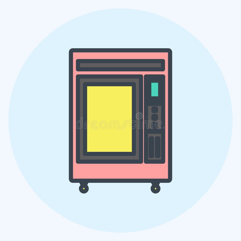 Vending Machine Icon in Trendy Color Mate Style Isolated on Soft Blue ...