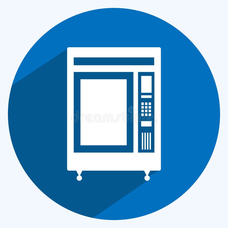 Vending Machine Icon in Trendy Long Shadow Style Isolated on Soft Blue ...