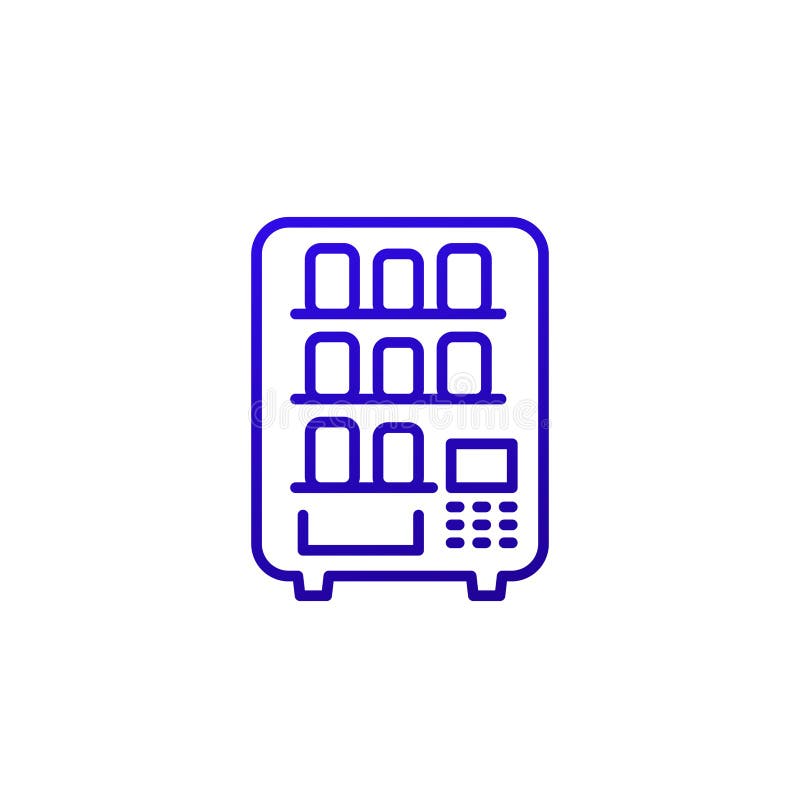 Vending Machine Icon on White, Line Vector Stock Illustration ...