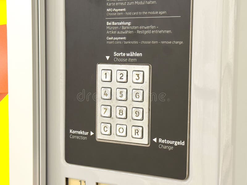 Vending Machine Keypad Close-up with German Text for Item Selection ...