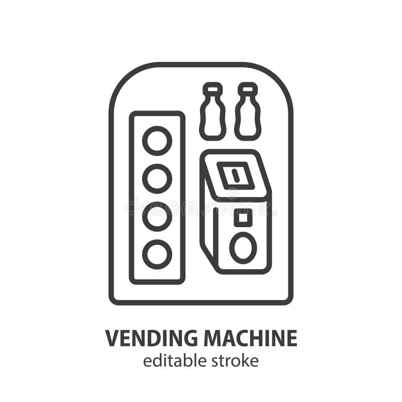 Vending Machine Line Icon. Automatic Dispenser with Drink. Editable ...