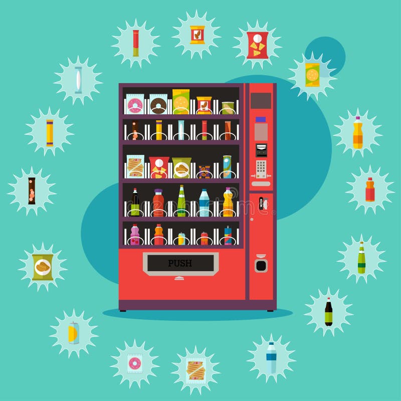 Vending Machine Product Items Set. Vector Illustration in Flat Style ...