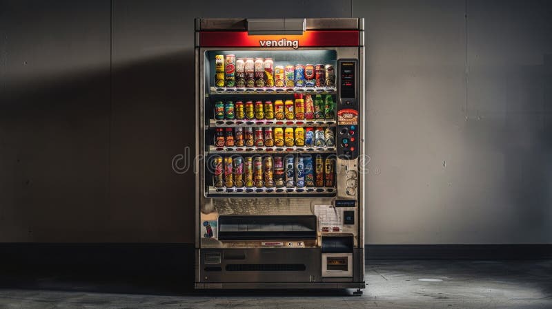 A Vending Machine with a Red and White Sign Stock Photo - Image of cola ...