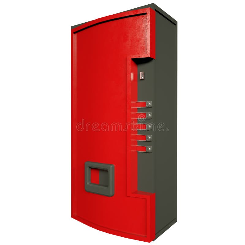 Vending Machine Selling Drinks and Snacks on a White Background. Front ...