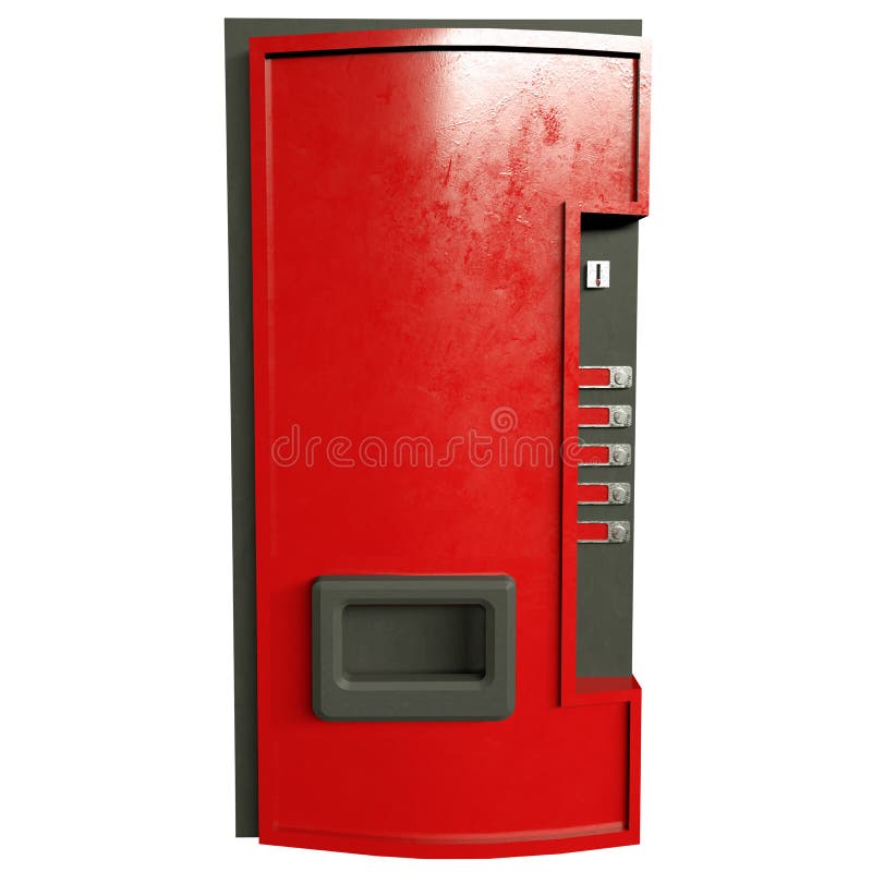 Vending Machine Selling Drinks and Snacks on a White Background. Front ...