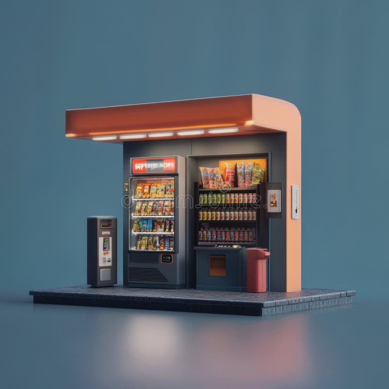 A Vending Machine with a Soda Machine on the Side Stock Illustration ...