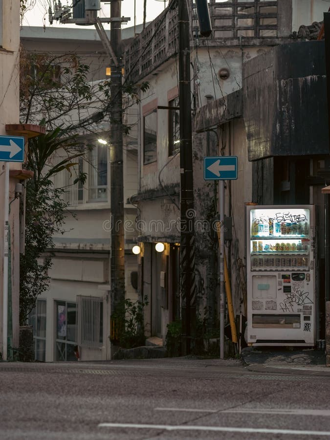 The Vending Machine is Waiting for Customers at the Intersection Stock ...