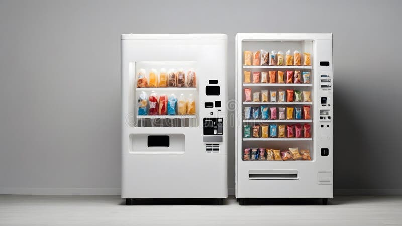 Vending Machines Displaying a Variety of Snacks and Beverages in a ...