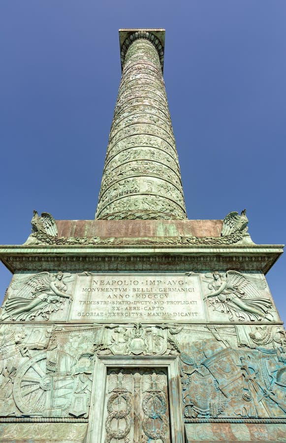 Vendome Column on Vendome Square in Paris, France Stock Illustration ...