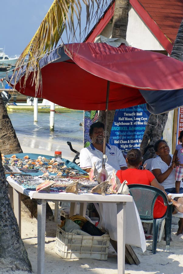 Vendor on the Beach on Ambergris Key Editorial Photography - Image of ...