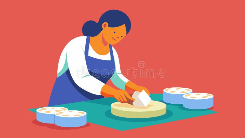 The Vendor Deftly Slicing Chunks of Salty White Cheese and Placing it ...
