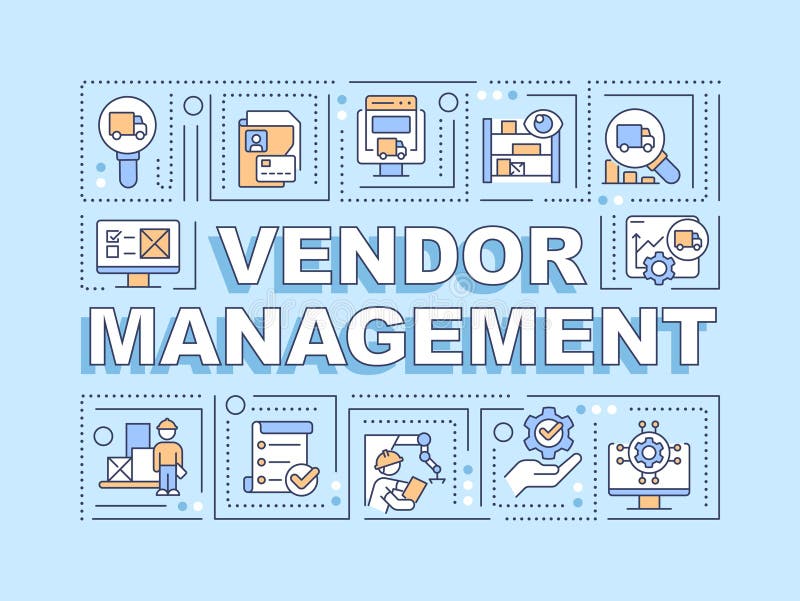 Vendor Management Text with Multicolor Thin Line Icons Stock Vector ...