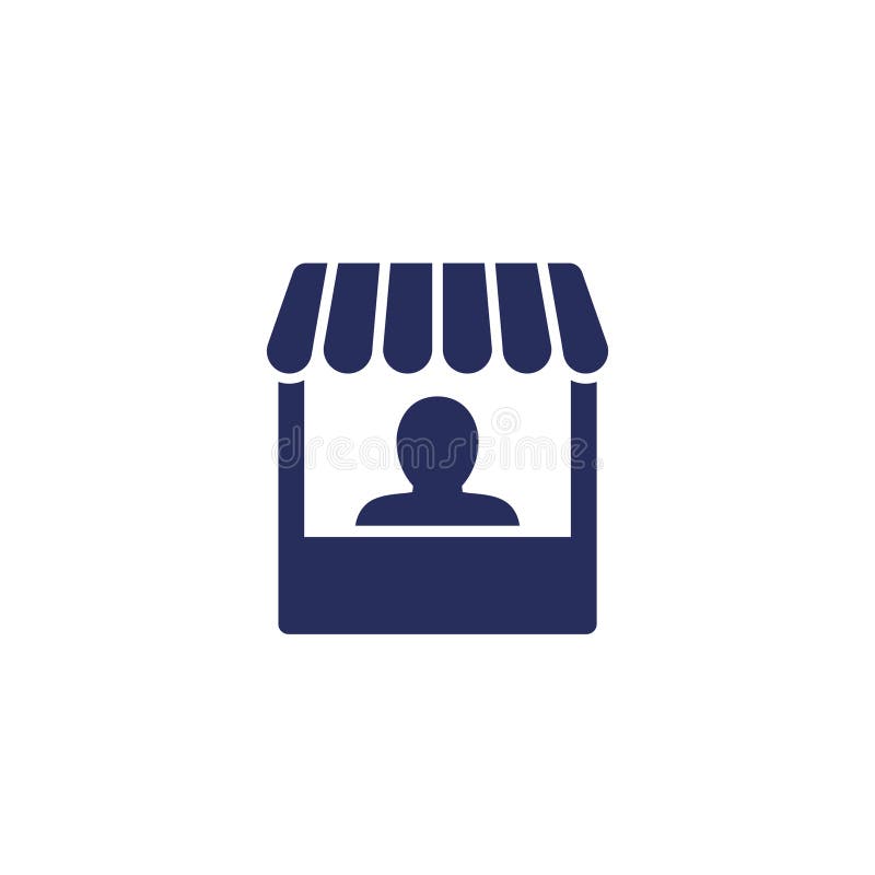 Vendor or Seller in a Booth Icon Stock Vector - Illustration of small ...