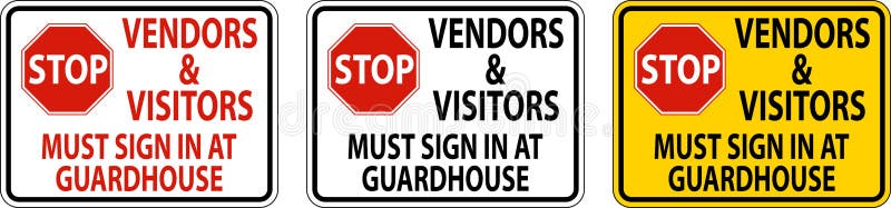 Vendors and Visitors Sign on White Background Stock Vector ...