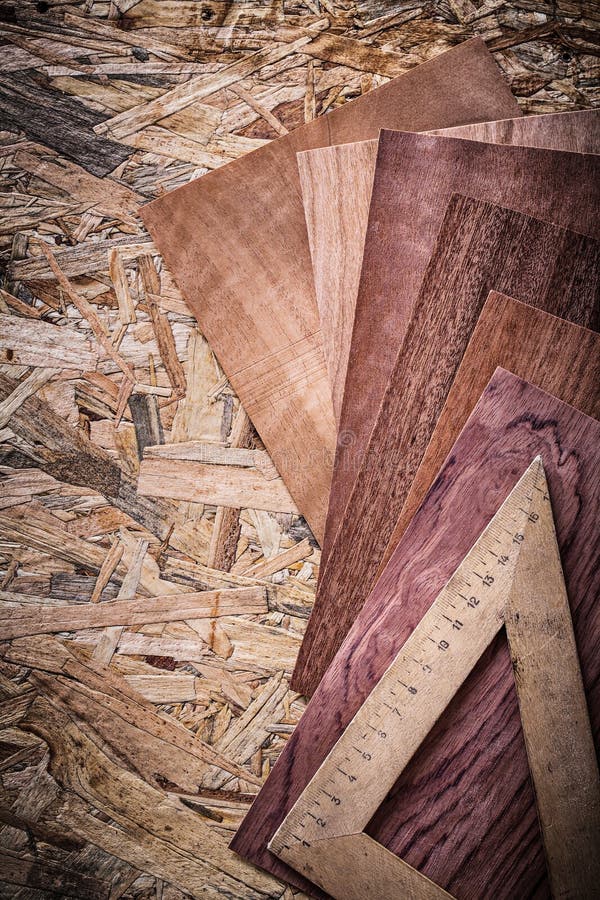 Veneer Sheets Wooden Ruler on Wood Board Stock Image - Image of timber ...