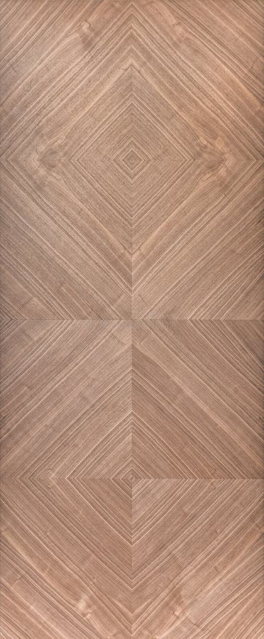 Veneer Wall Board of Walnut Timber with Rhombical Pattern Stock Photo ...