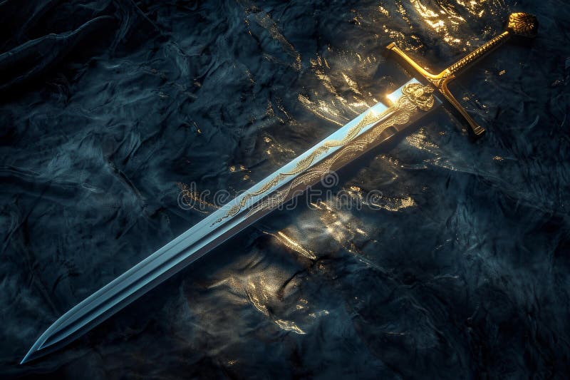 Venerable Ancient Sword Fantasy Silver. Generate Ai Stock Photo - Image ...