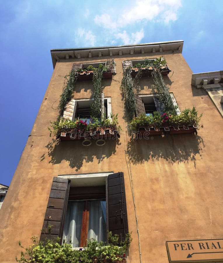 Venetian Architecture - Windows Stock Photo - Image of outside, blue ...