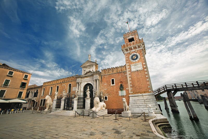 Venetian arsenal in Italy stock image. Image of city - 255676297