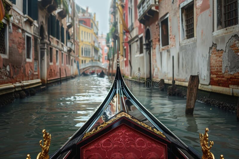 Venetian Canal View from a Gondola, Tranquil Scene Stock Image - Image ...