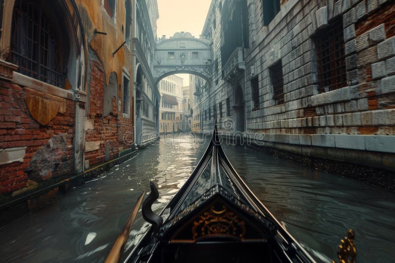 Venetian Canal View from a Gondola, Tranquil Scene Stock Photo - Image ...