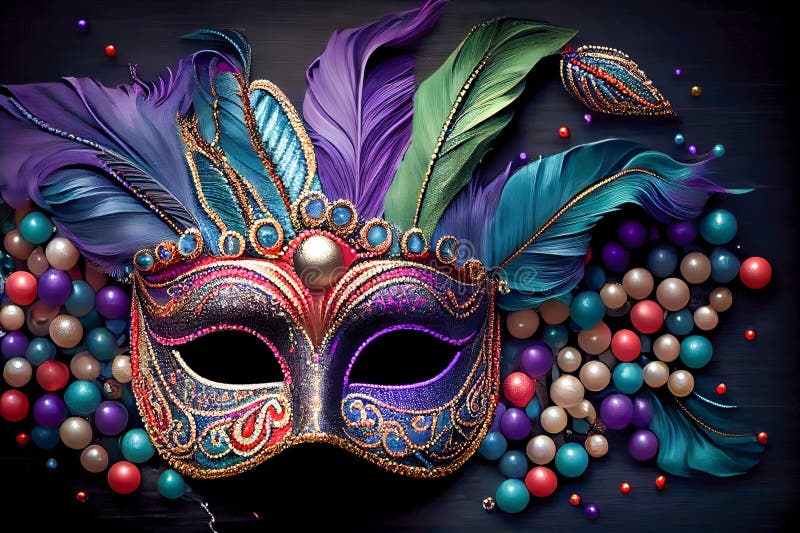 Venetian Carnival Mask and Beads. Generative AI, Generative, AI Stock ...