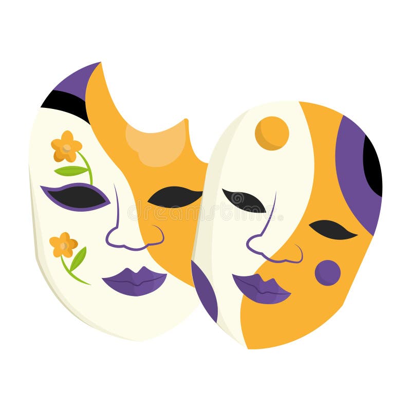 Venetian Carnival Masks Pair. Vector Stock Illustration - Illustration ...