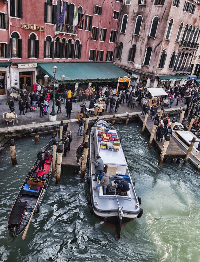 Gondola dock in Venice editorial photo. Image of moored - 48975161