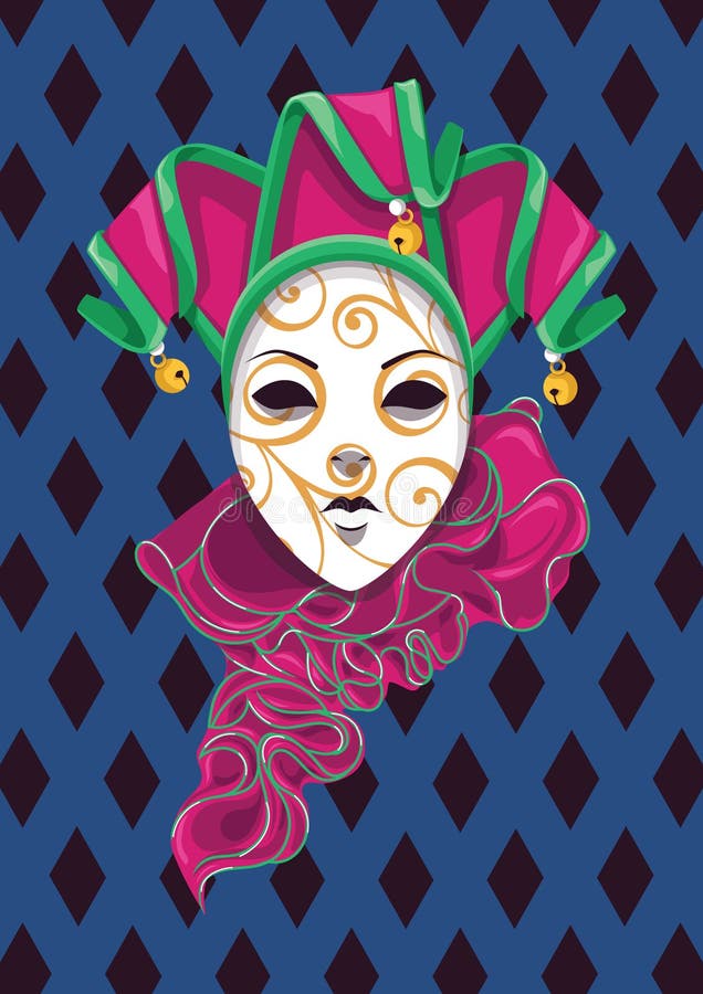Venetian Jester Mask. Vector Illustration Decorative Background Design ...